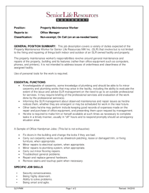 Fillable Online Maintenance Worker Job Description +2023 TEMPLATE Fax ...