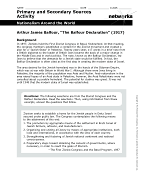 Fillable Online More than a century on: The Balfour Declaration ...