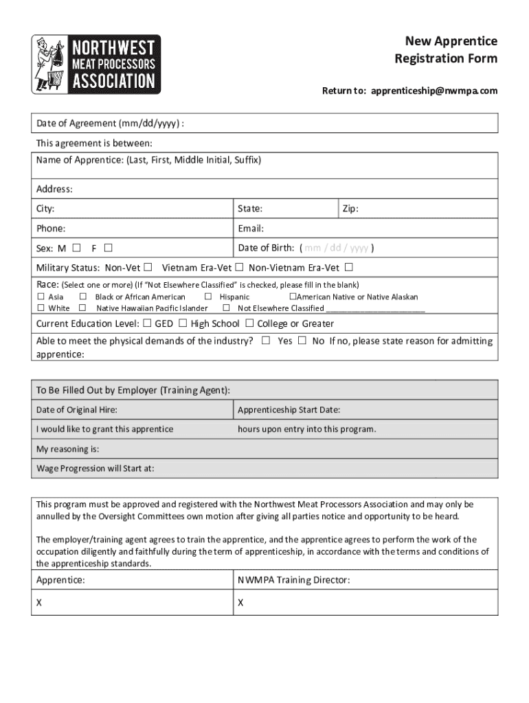 Fillable Online New Apprentice Registration Form Fax Email Print - pdfFiller
