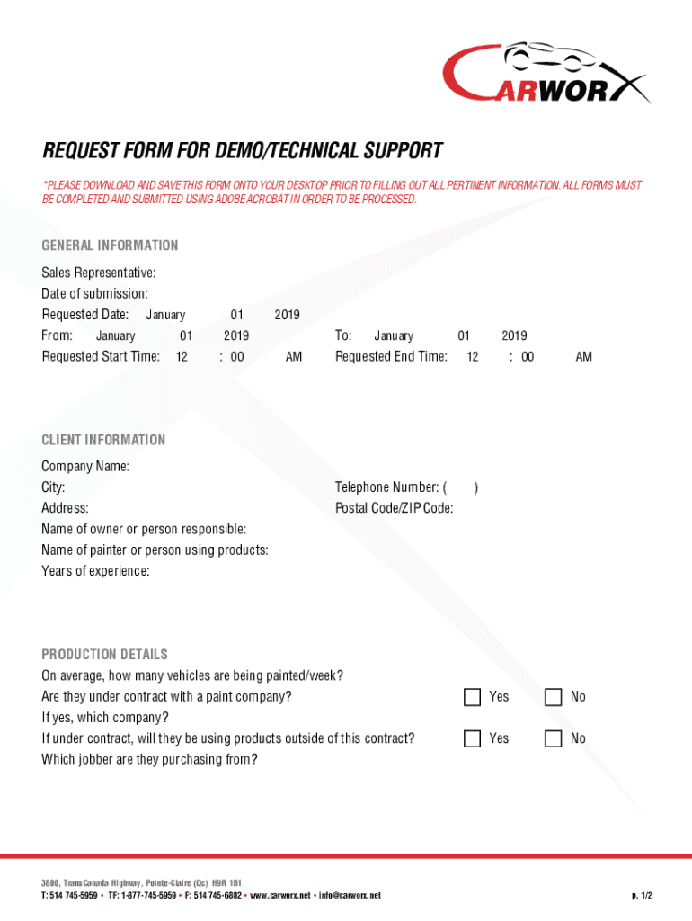 Fillable Online REQUEST FORM FOR DEMO/TECHNICAL SUPPORT Fax Email Print ...