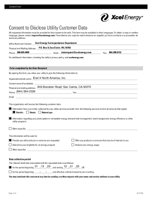 Fillable Online CONSENT TO DISCLOSE UTILITY ENERGY USAGE ... Fax Email ...