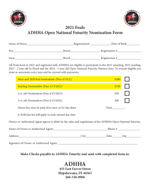 Fillable Online ADHHA Open National Futurity Nomination Form Fax Email Print - pdfFiller