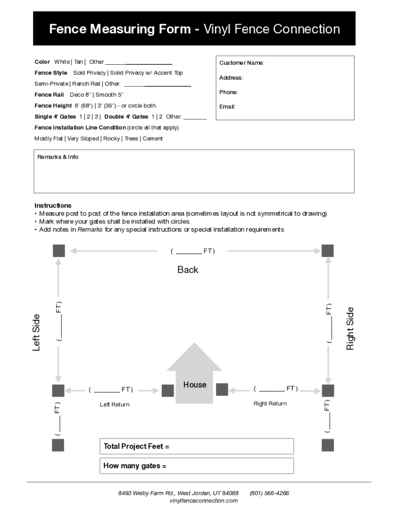 Fillable Online Vinyl Fence Measuring Template Fax Email Print - pdfFiller