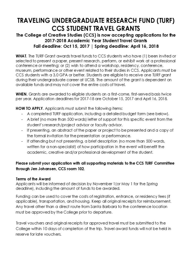 Fillable Online TURF Application Form 2017-18.docx Fax Email Print ...