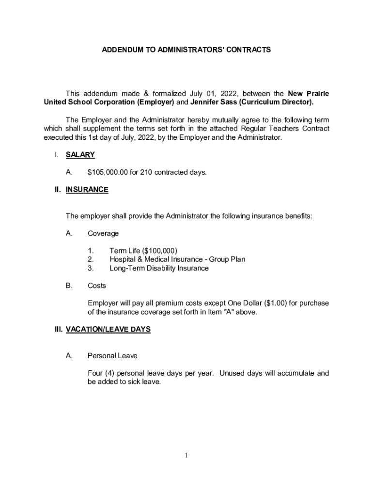 Fillable Online ADDENDUM TO PRINCIPAL AGREEMENT BETWEEN Fax Email Print ...