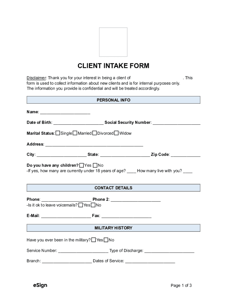 Fillable Online Law Firm Client Intake Form Fax Email Print - pdfFiller