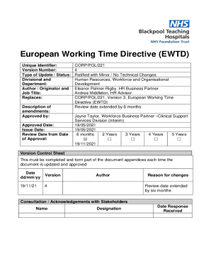 Fillable Online The European working time directivewhat you need to ...