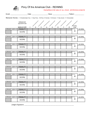 Fillable Online Pony Of the Americas Club - REINING Fax Email Print - pdfFiller