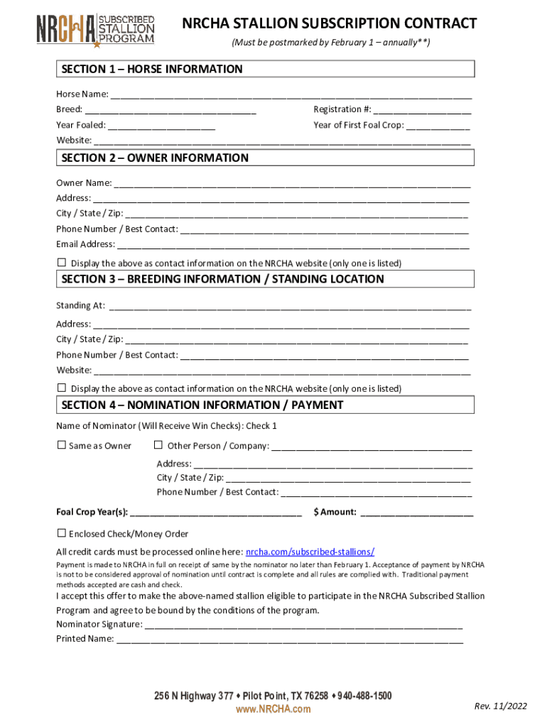 Fillable Online Stallion Subscription And Foal Nomination Program Rules Fax Email Print - pdfFiller