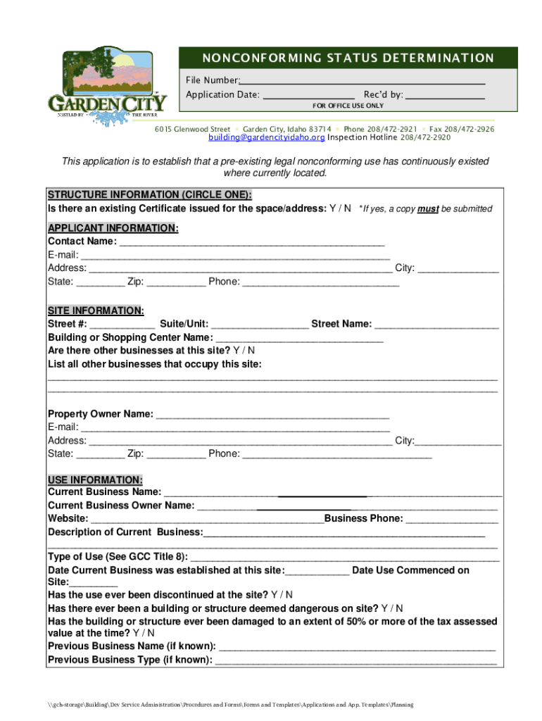 Fillable Online Nonconforming Status Determination - Application Fax ...