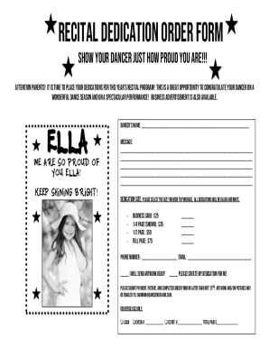 Fillable Online Recital Dedication order form Fax Email Print - pdfFiller