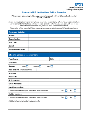 Fillable Online Mental Health Services - CAMHS referral form Fax Email ...