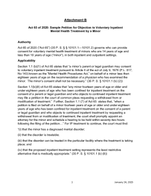 Fillable Online Sample Petition for Objection to Voluntary Inpatient ...