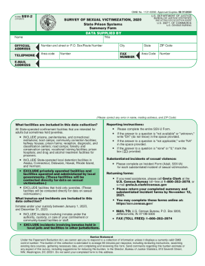 Fillable Online SURVEY OF SEXUAL VICTIMIZATION, 2020 State Prison ...