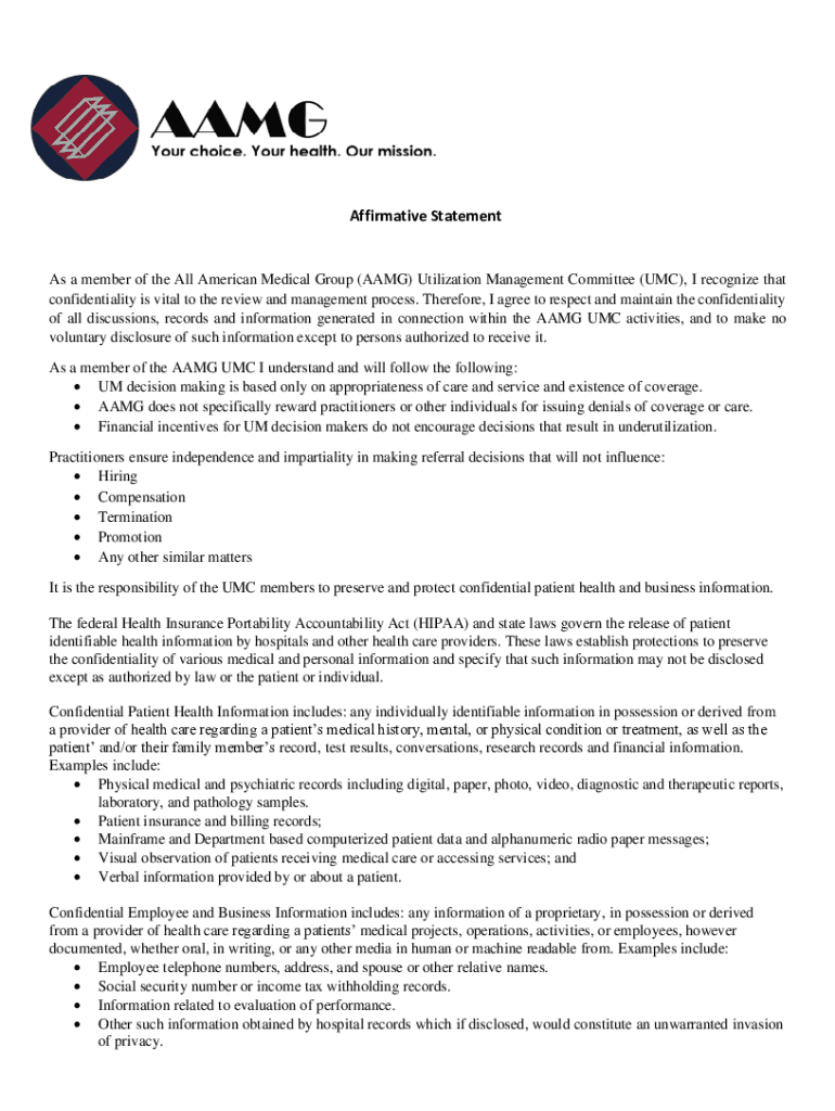 Fillable Online Affirmative Statement Fax Email Print - pdfFiller