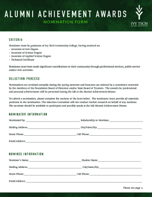 Fillable Online Distinguished Black Alumni Achievement Awards Nomination Fax Email Print - pdfFiller