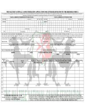 Fillable Online Litter Application Form PDF Fax Email Print - pdfFiller