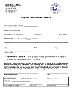 Fillable Online Notice to Disconnect Service.doc Fax Email Print ...