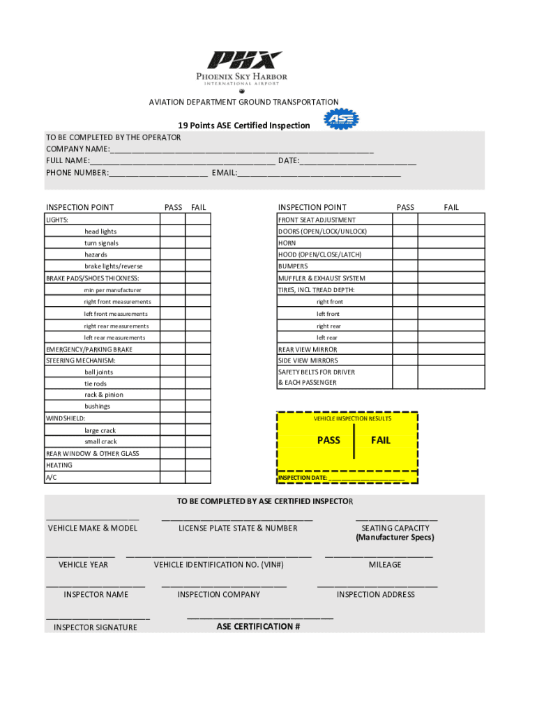 Fillable Online ASE Safety Inspection for Assembled Vehicles (Form VTR ...