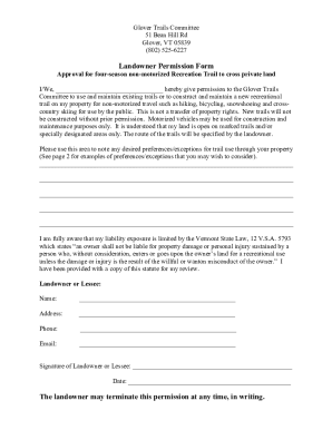 Fillable Online Landowner Permission Form.docx Fax Email Print - pdfFiller