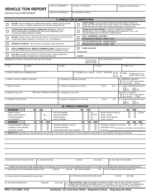 Fillable Online VEHICLE TOW REPORT Fax Email Print - pdfFiller