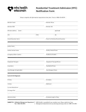 Fillable Online Residential Treatment Center (RTC) Request Form Fax ...