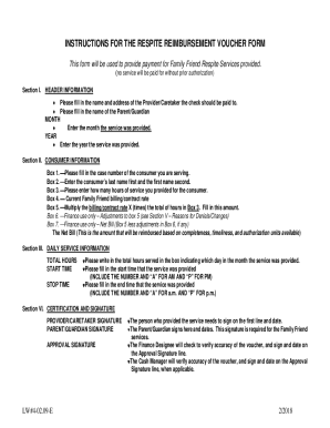 Fillable Online COMPLETION INSTRUCTIONS FOR THE RESPITE REIMBURSEMENT ...
