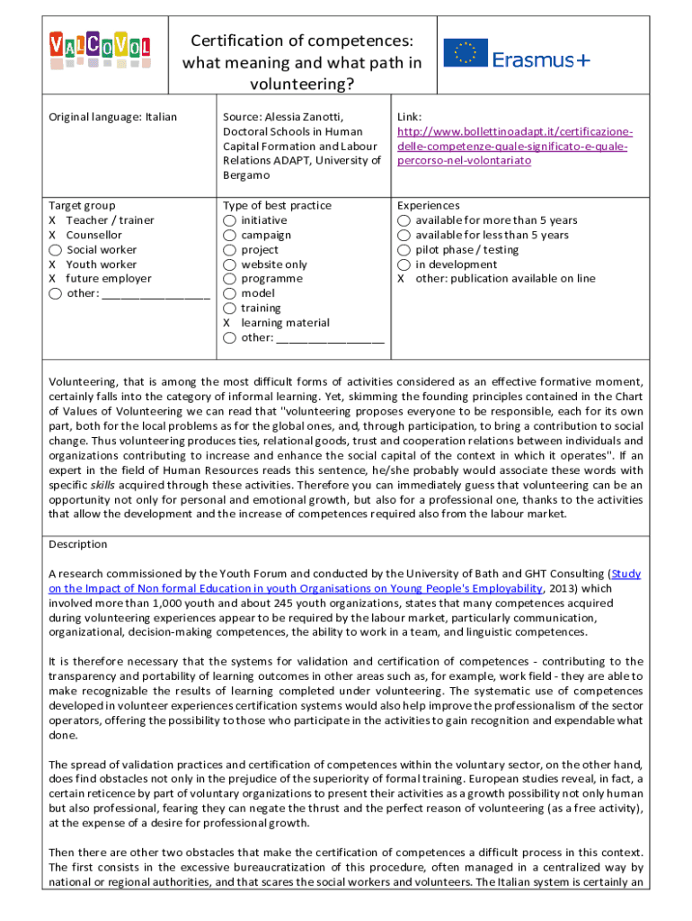 Fillable Online Certification of competences: what meaning and what path in ... Fax Email Print ...