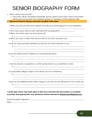 Fillable Online senior biography form Fax Email Print - pdfFiller