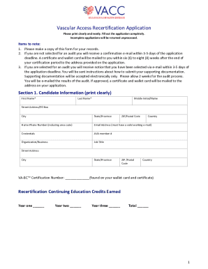 Fillable Online Fillable Online Vascular Access Recertification ...