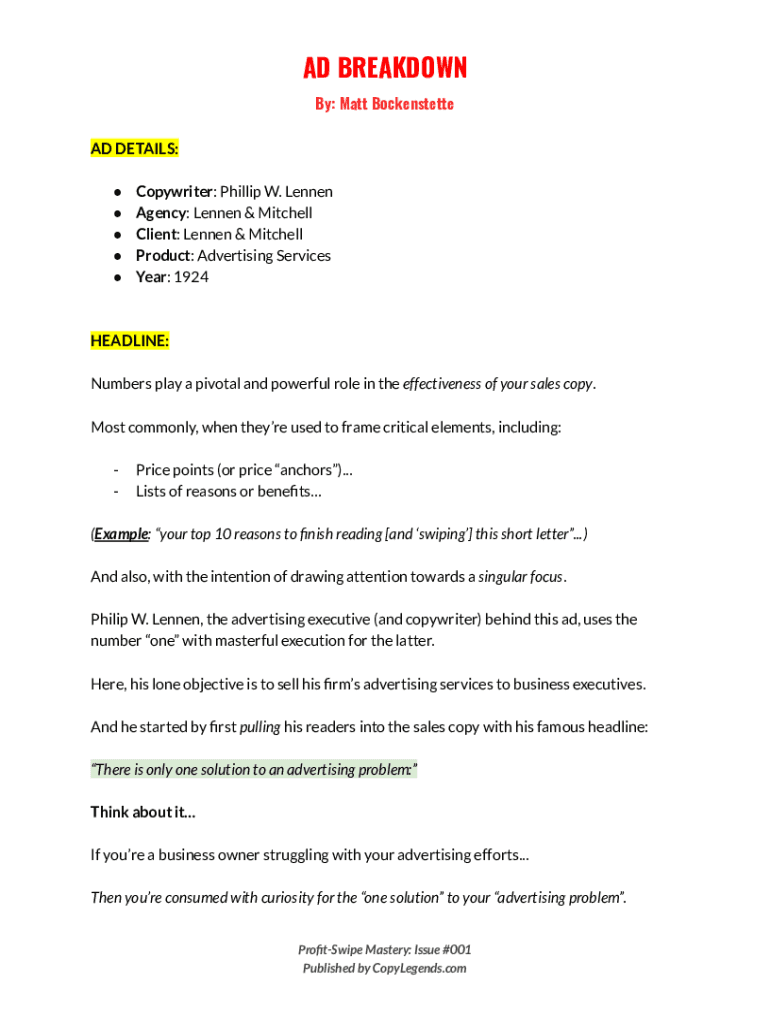 Fillable Online #4: Ad BreakdownLennenFind The Man Fax Email Print ...