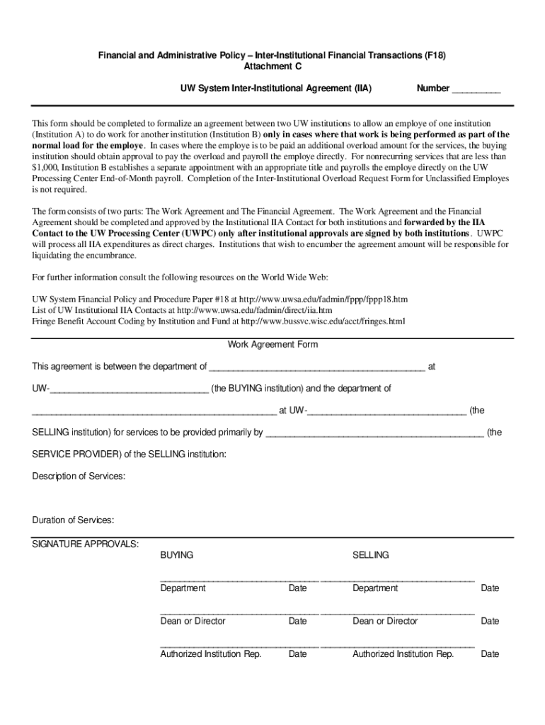 Fillable Online Inter-Institutional Financial Agreement (IIA) Fax Email ...