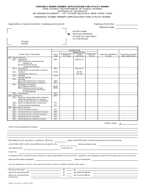 Fillable Online www2 erie Utility Work Permit. Erie County Highway ...