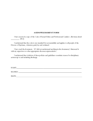 Fillable Online acknowledgment form Fax Email Print - pdfFiller