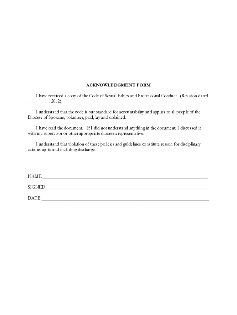Fillable Online acknowledgment form Fax Email Print - pdfFiller