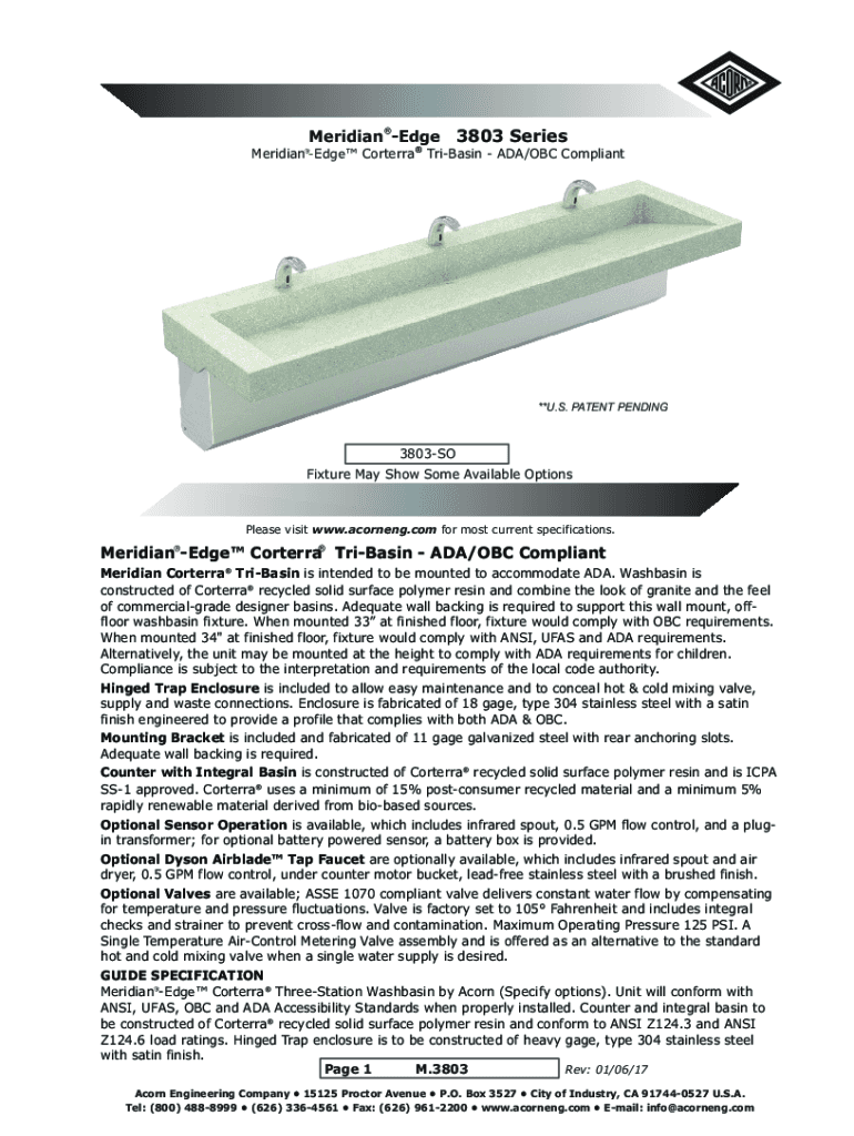 Fillable Online Two Station, Cast Solid Surface Slab-Edge Wash Basin ...