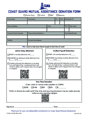 Fillable Online Coast Guard Mutual assistanCe donation ForM Fax Email ...