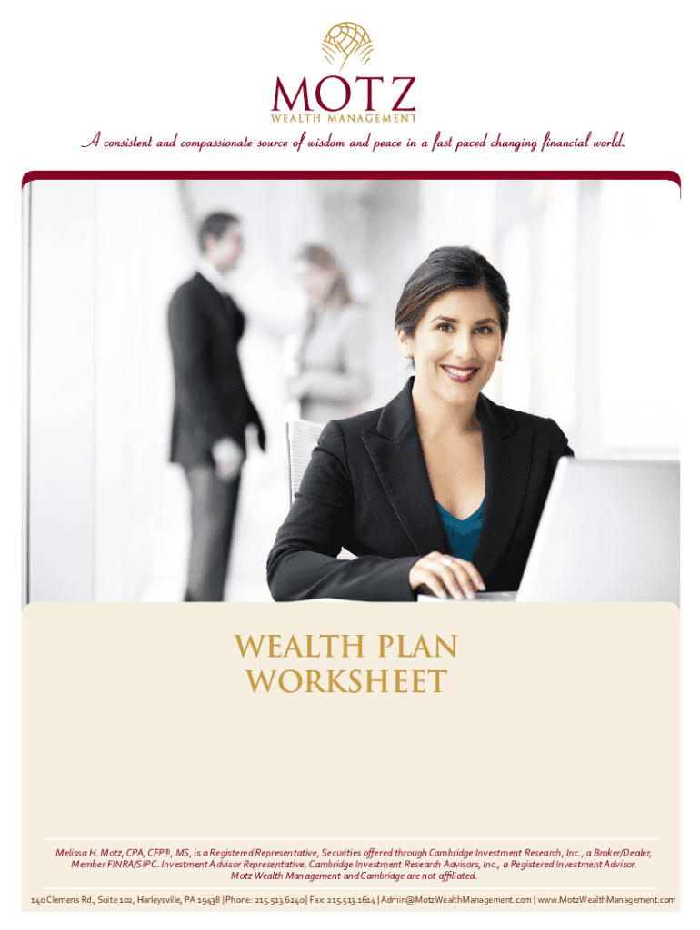 Fillable Online WEALTH PLAN WORKSHEET Fax Email Print - pdfFiller
