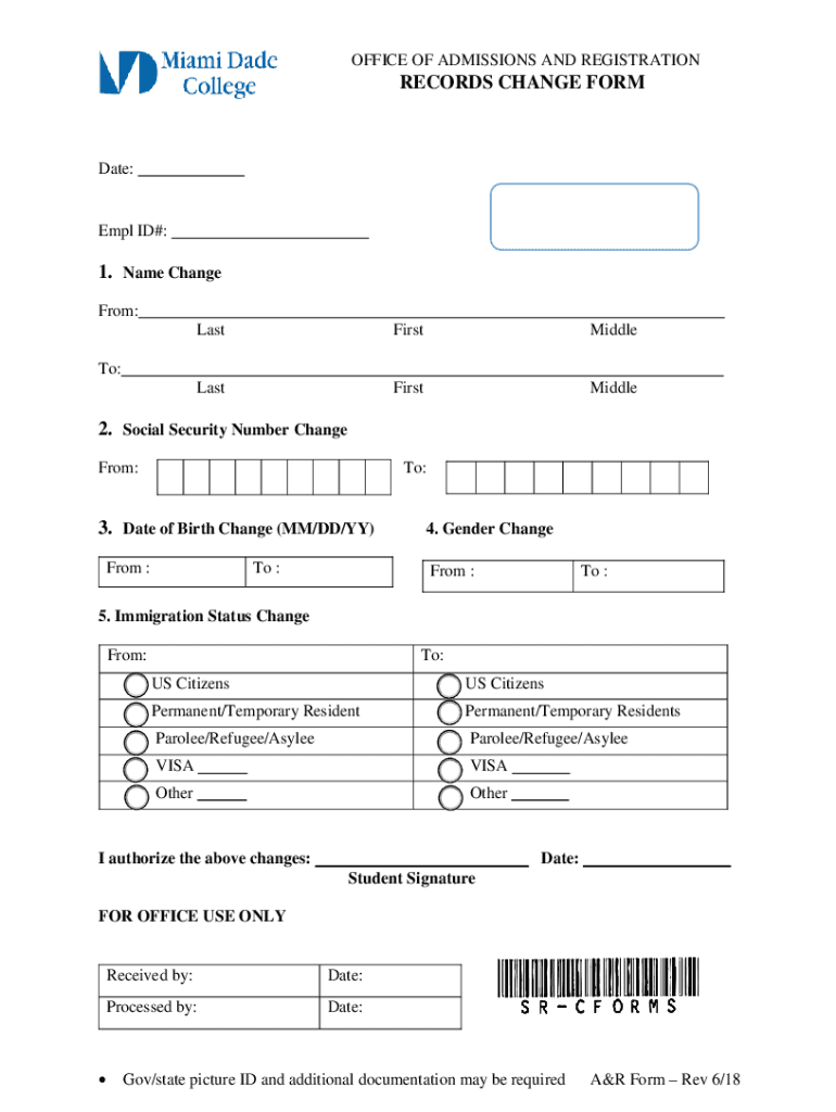 Fillable Online Records Change Form Fax Email Print - pdfFiller
