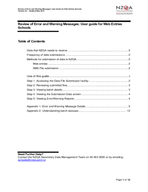Fillable Online Handling Errors & Warnings in RList of Typical Messages ... Fax Email Print ...