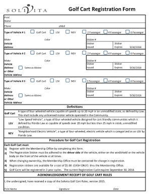 Fillable Online Golf Cart Registration Form-2016.xlsx Fax Email Print ...