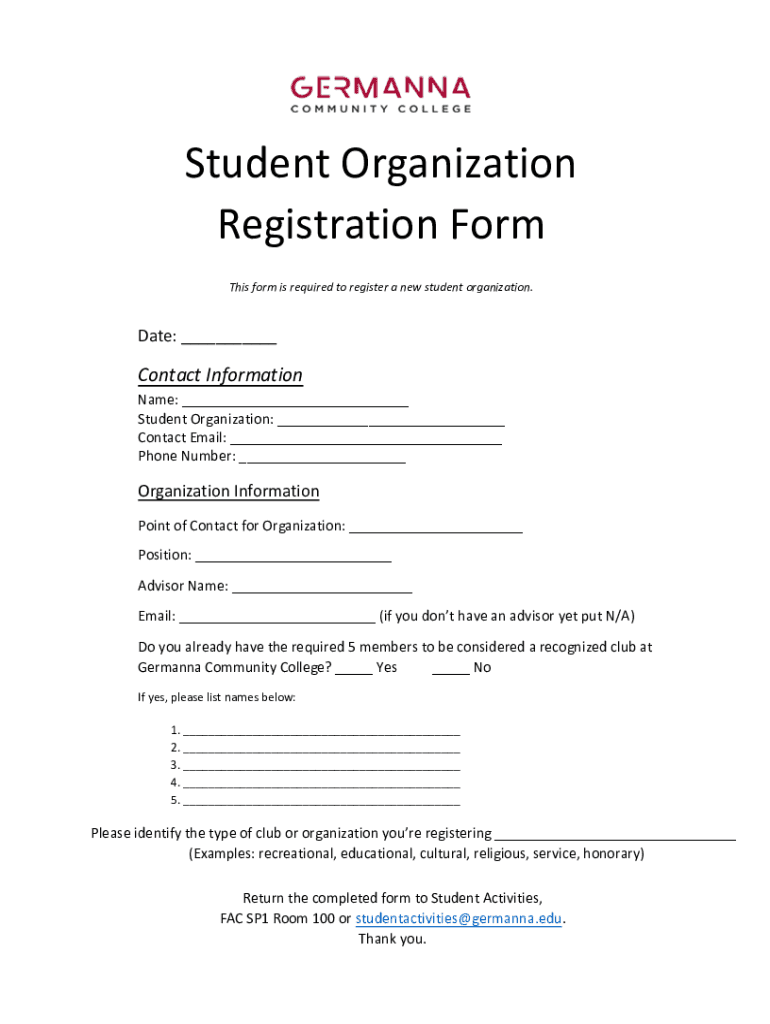 Fillable Online Student-Organization-Re-Registration-Form. ... Fax ...