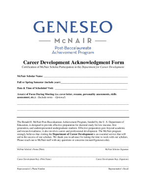 Fillable Online Career Development Acknowledgment Form Fax Email Print ...