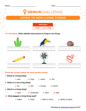 Fillable Online Living vs. Non-Living ThingsWorksheet for Grades K-2. A ...