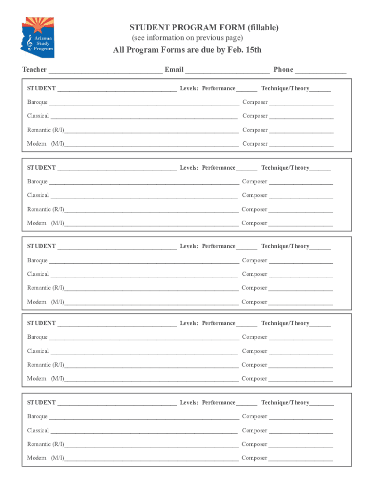Fillable Online STUDENT PROGRAM FORM Fax Email Print - pdfFiller