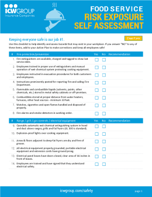 Fillable Online ICW Group Food Service Self Assessment Form Fax Email ...