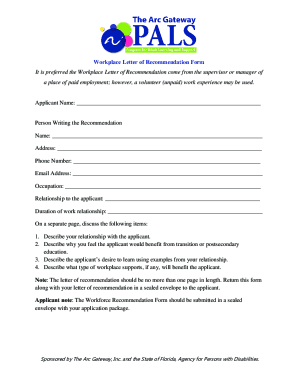 Fillable Online Workplace Letter of Recommendation Form Fax Email Print - pdfFiller