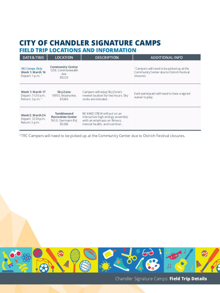 Fillable Online CITY OF CHANDLER SIGNATURE CAMPS Fax Email Print ...
