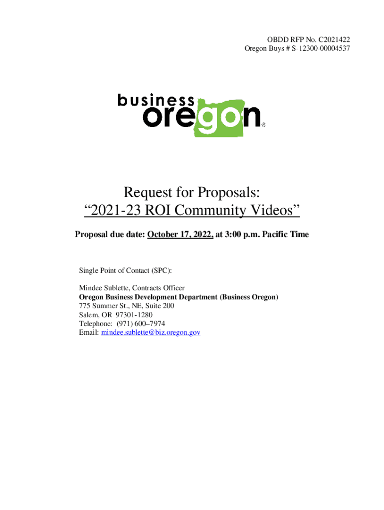 Fillable Online Request for Proposals: 2021-23 ROI Community Videos Fax ...