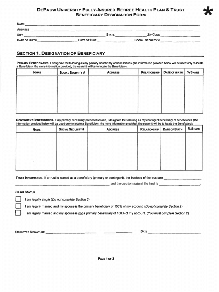 Fillable Online Trust Beneficiary Designation Form Fax Email Print - pdfFiller